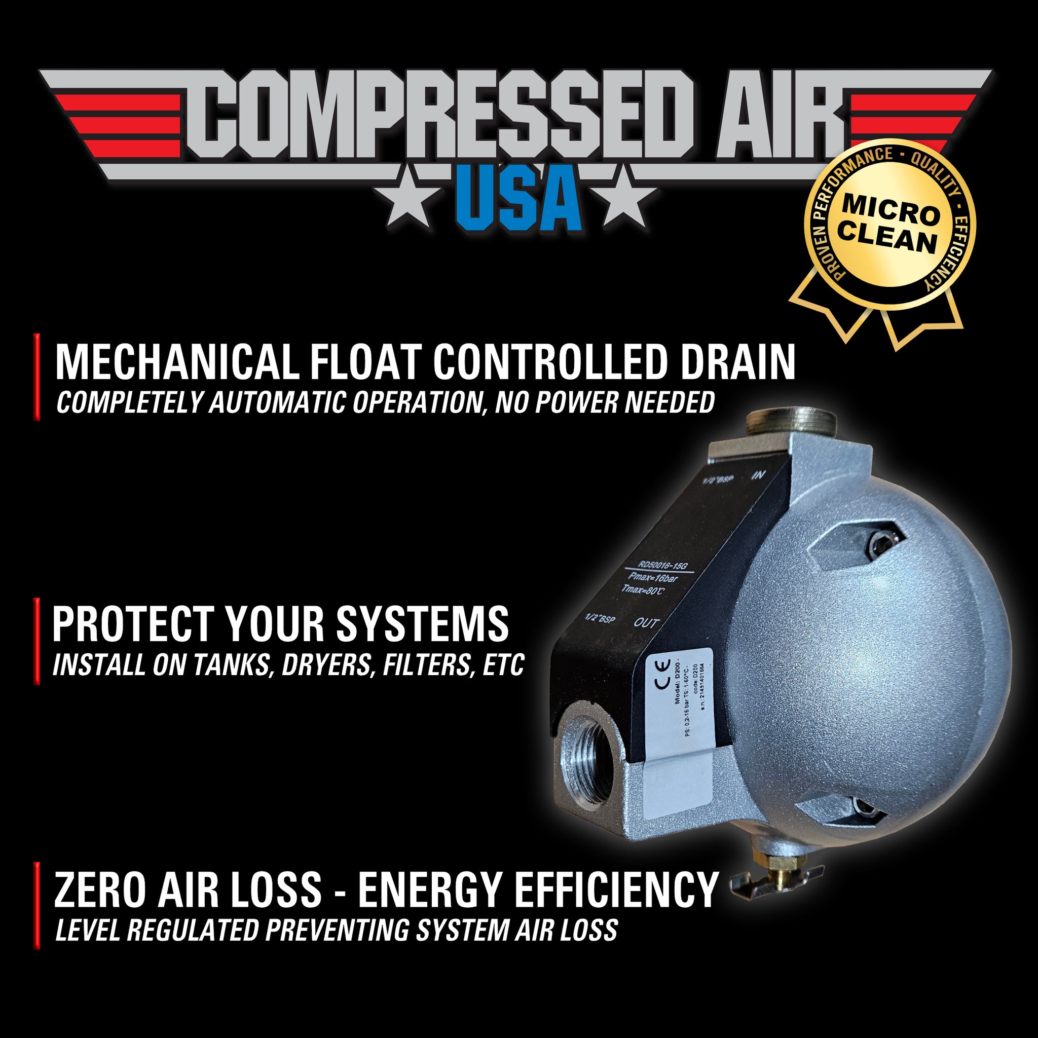Automatic Zero Loss Condensate Drain | Compressed Air USA