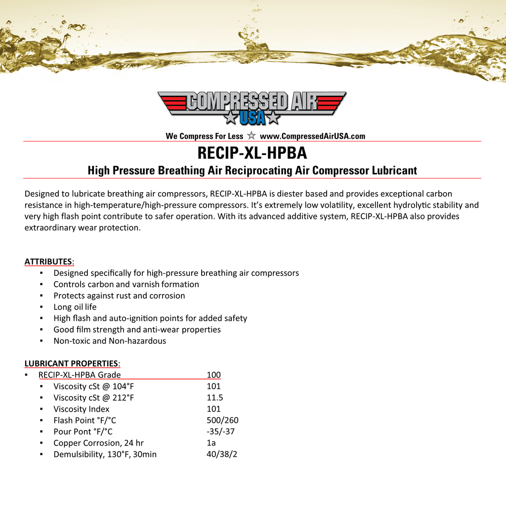 High Pressure Breathing Air Reciprocating Oil | Compressed Air USA