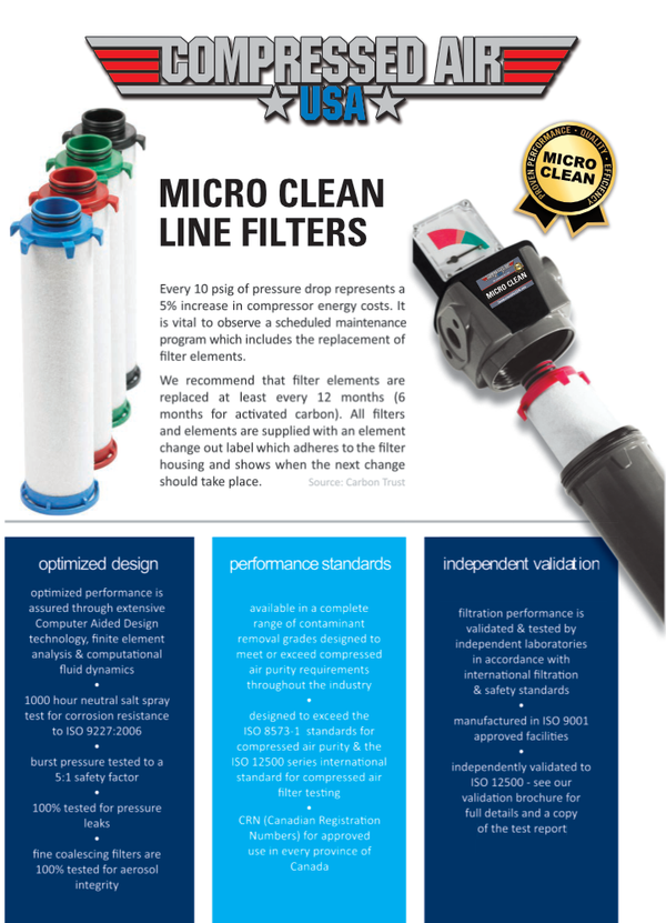 Compressed Air Line Filter - 0.01 Micron | Compressed Air USA